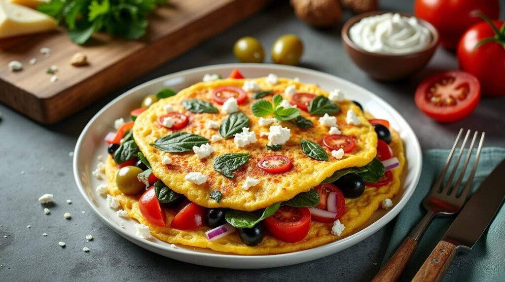 Greek Omelet Recipe in 10 minute : A Healthy Mediterranean Breakfast